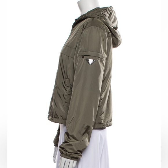 Prada | Jackets & Coats | Prada Logo Jacket With Hood | Poshmark
